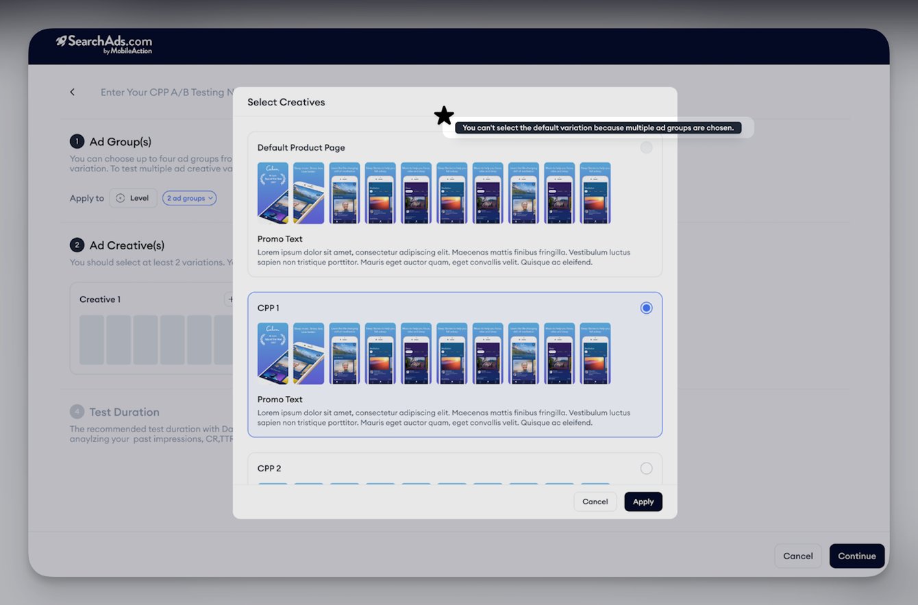 Create a multiple ad group Parallel test for CPP A/B Testing